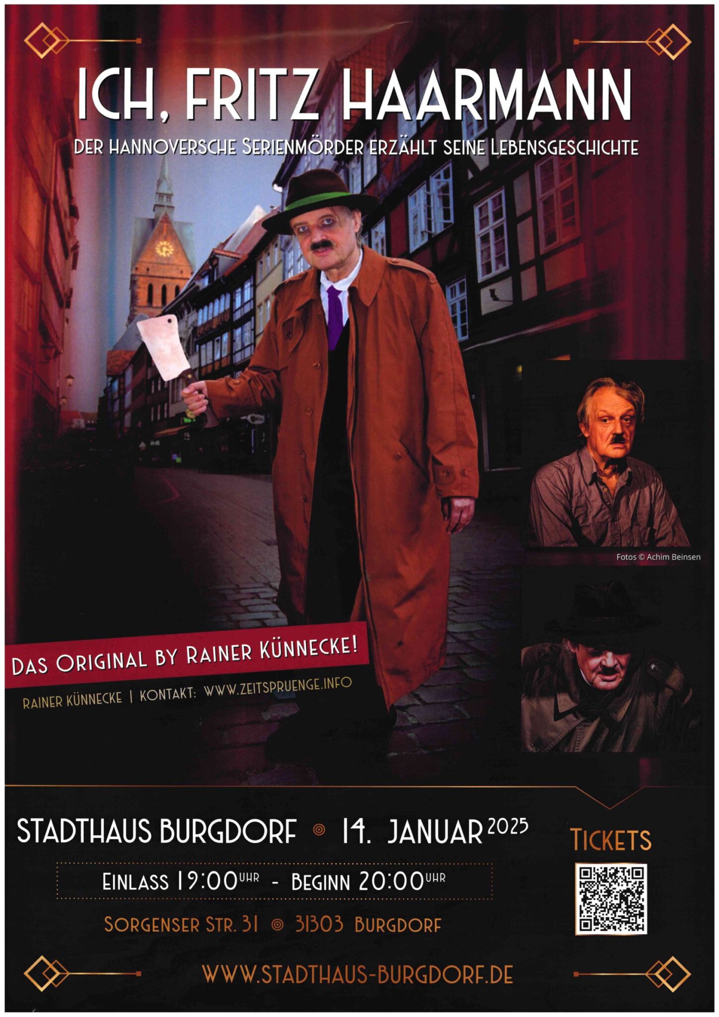 „StadtHausSterne“ mit dem Solo-Theaterstück „Ich, Fritz Haarmann“ am 14 ...